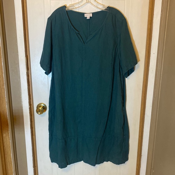 J. Jill | Dresses | Plus Size J Jill Pure Jill Green Cozy Linen Dress ...